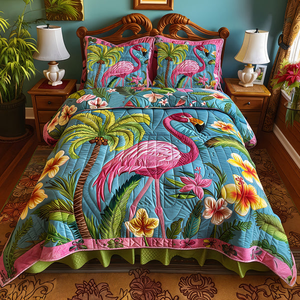 Exotic Flamingo 3-Piece Quilt Style Duvet Cover Set – Lorvonis
